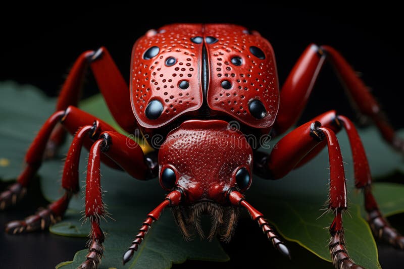 Red Gem Close-up Glimpse of a Scarlet Beetle Stock Illustration ...