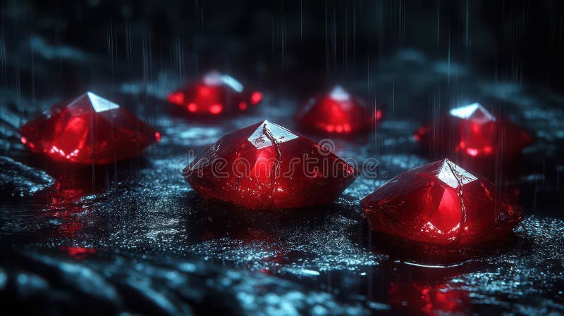 Red Gems in the Rain stock photo. Image of jewels, stones - 389705816