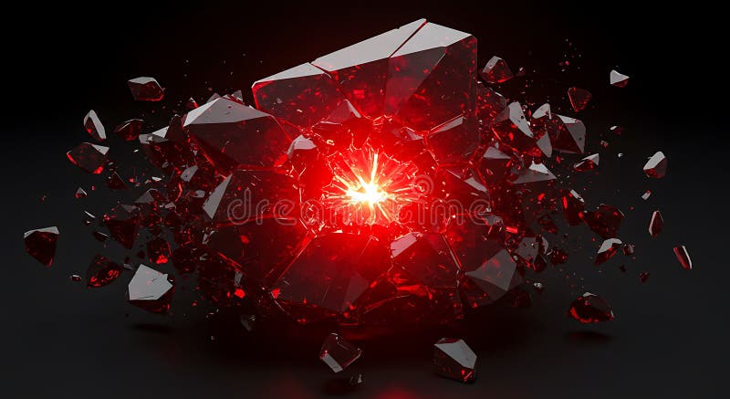 Red Gemstone Exploding with Glowing Light on Dark Background Stock ...