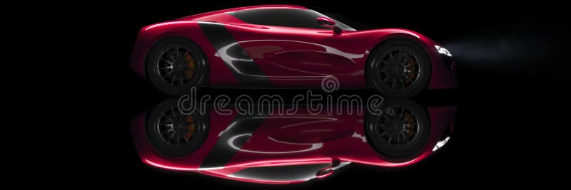 Red Generic Sports Car from the Side 3d Render Stock Illustration ...