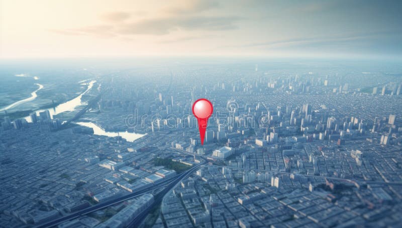 Red Geolocation Marker on the Map in 3D Style. Navigation System Stock ...