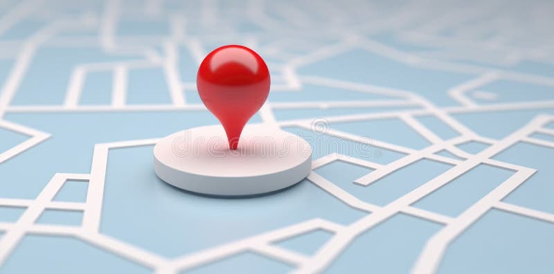 Red Geolocation Marker on the Map in 3D Style. Navigation System Stock ...
