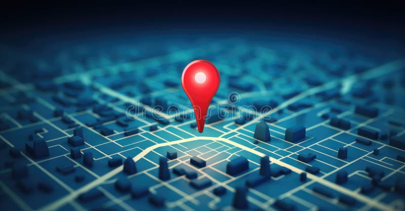 Red Geolocation Marker on the Map in 3D Style. Navigation System Stock ...