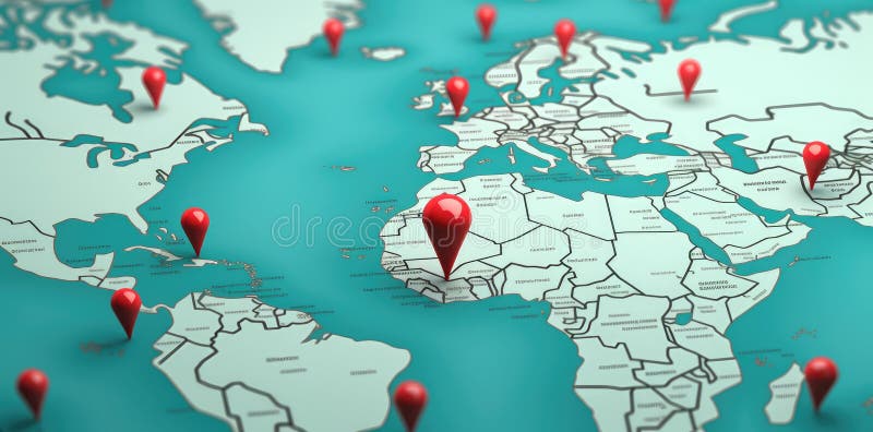 Red Geolocation Marker on the Map in 3D Style. Navigation System Stock ...