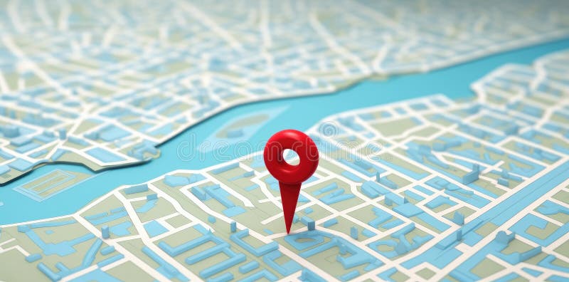 Red Geolocation Marker on the Map in 3D Style. Navigation System Stock ...