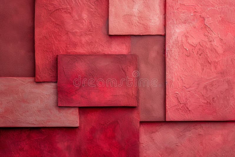 Red Geometric Background, Abstract Blocks, Canvas Paper Texture, Light ...