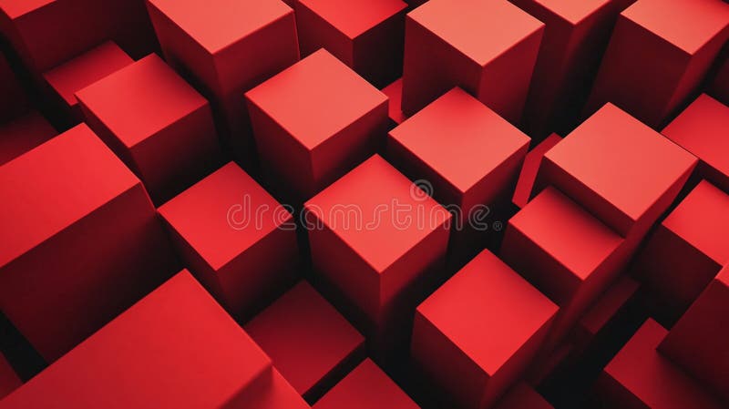 Red Geometric Blocks Arranged in a Dynamic Pattern for Modern Design ...