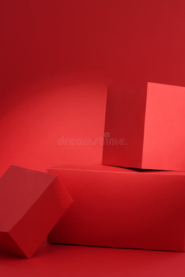 Red Geometric Box Make Podium. Design Concept, Rich Card, Stage Stock ...