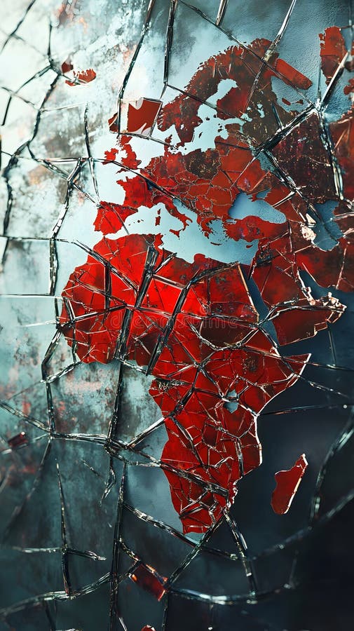 Red Geometric Bright Background. Africa in the Form of a Red Geometric ...