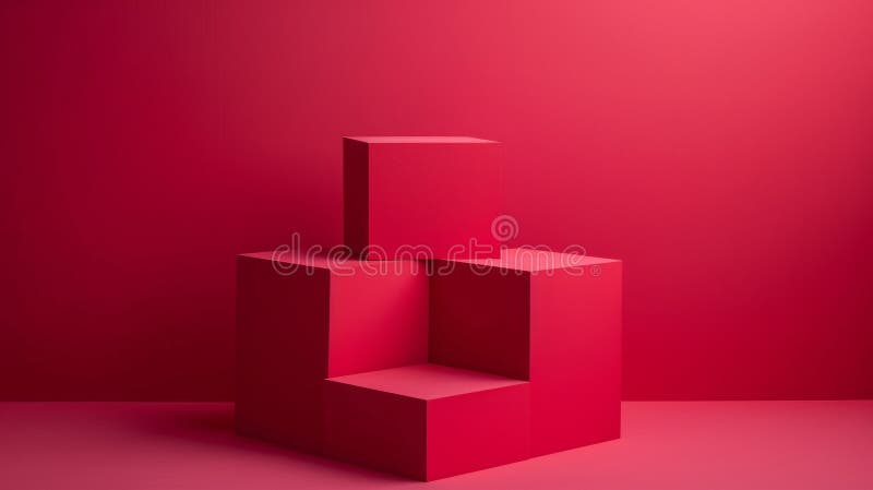 Red Geometric Cubes on a Red Background Stock Photo - Image of background, cubes: 356401312