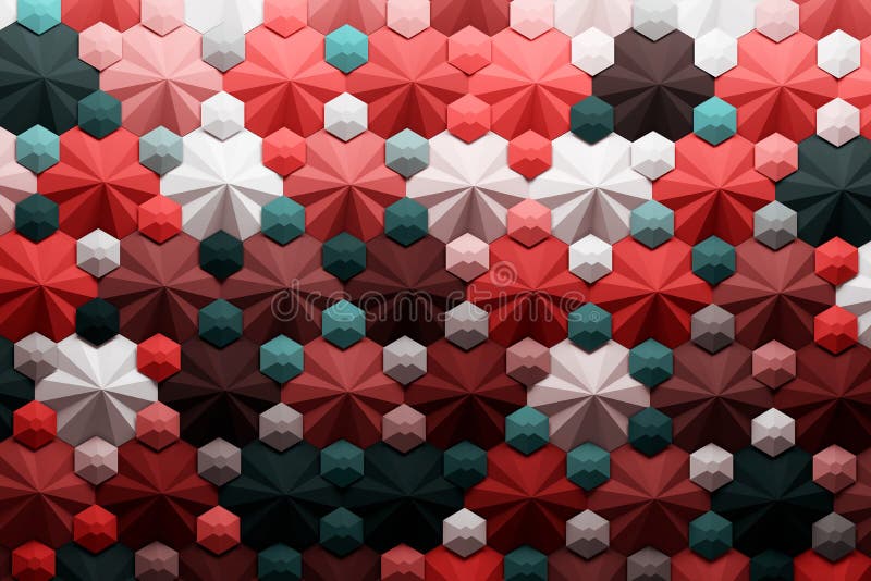 Red Geometric 3d Pattern with Complex Shapes Stock Illustration ...