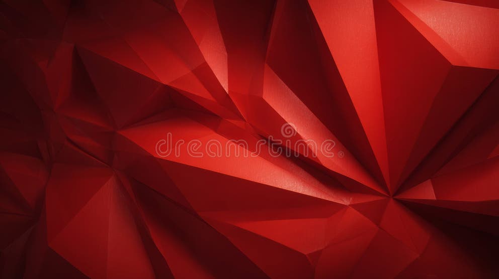 Red Geometric Paper Texture with Sharp Folds and Shadows Creating ...