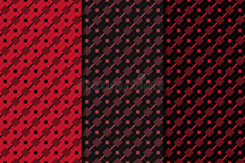 Red Geometric Seamless Pattern on Black Background Stock Vector ...