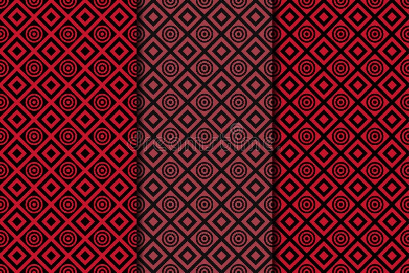 Red Geometric Seamless Pattern on Black Background Stock Vector ...