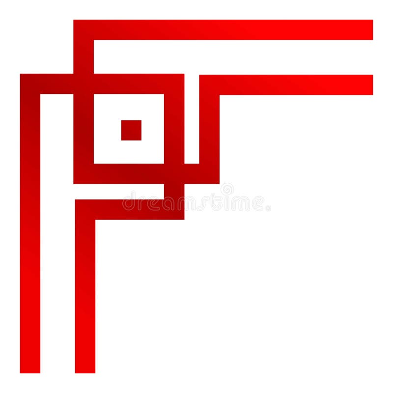 Red Geometric Shape Forming Abstract Right Angle Corner Design Element ...