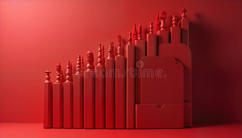 Red Geometric Shapes Form Abstract Composition. Stacked Red Folders ...