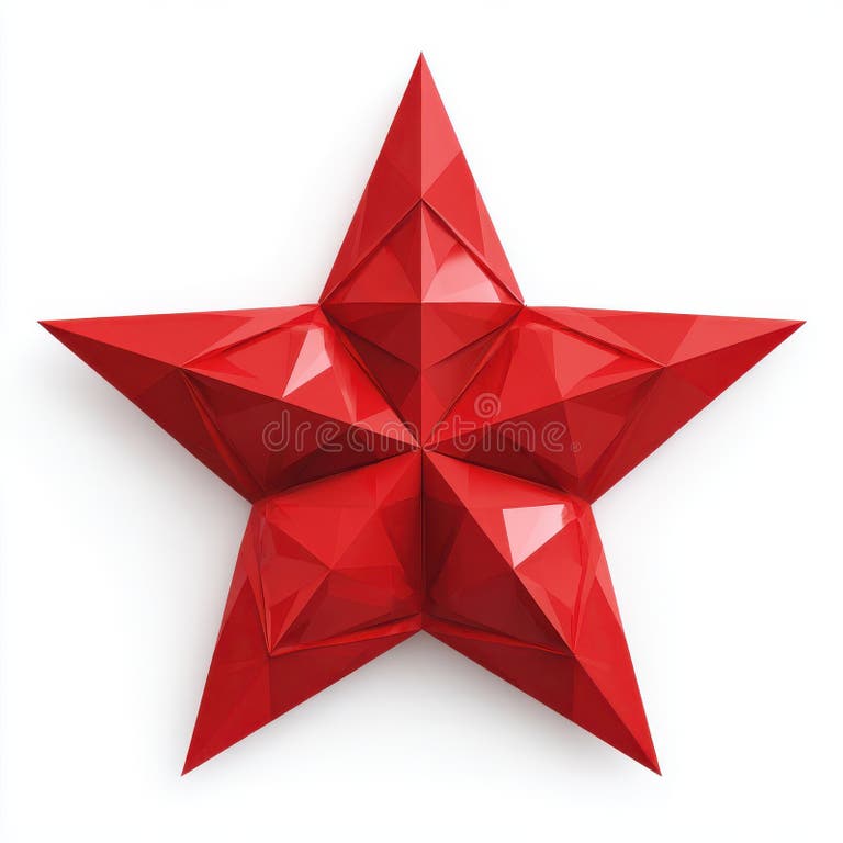 Glossy Red Polygonal Star on White Background Stock Illustration ...