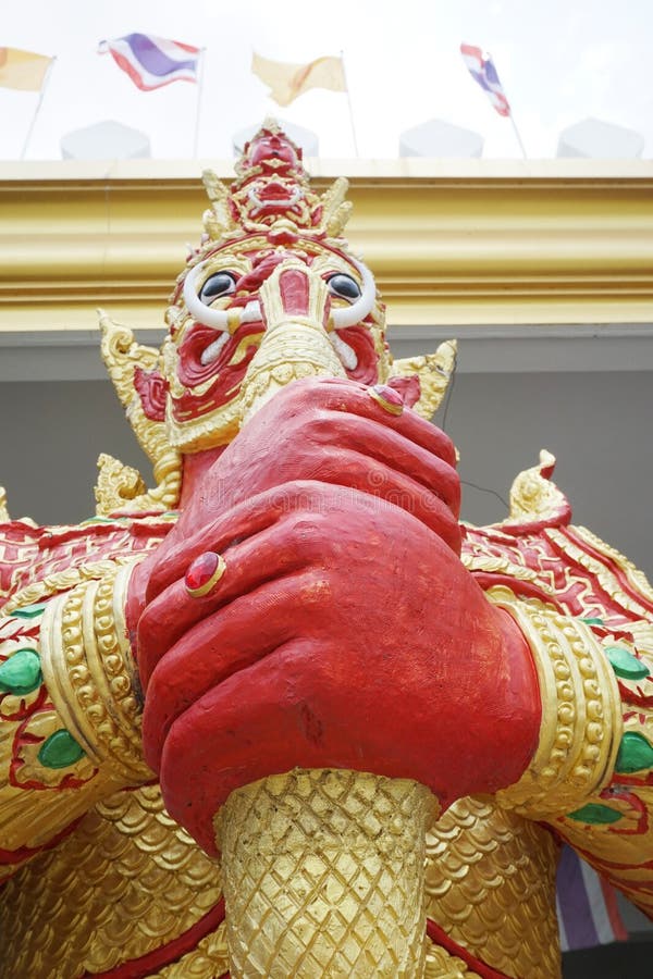 Red Giant Statue in Public Thailand Stock Photo - Image of beautiful ...