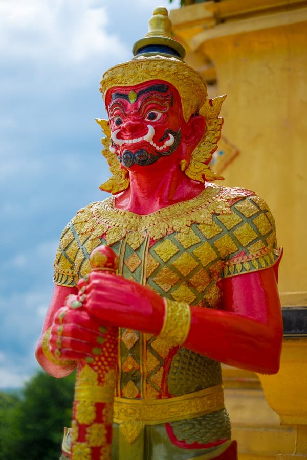 Red Giant Statue stock photo. Image of thai, temple, giant - 78249860