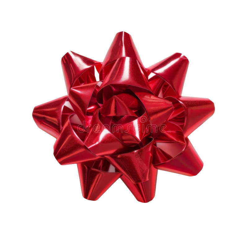 A Red Gift Bow on a White Background Stock Photo - Illustration of ...
