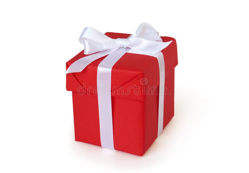 Red Christmas Gift Box with Gold Ribbon Stock Image - Image of children ...