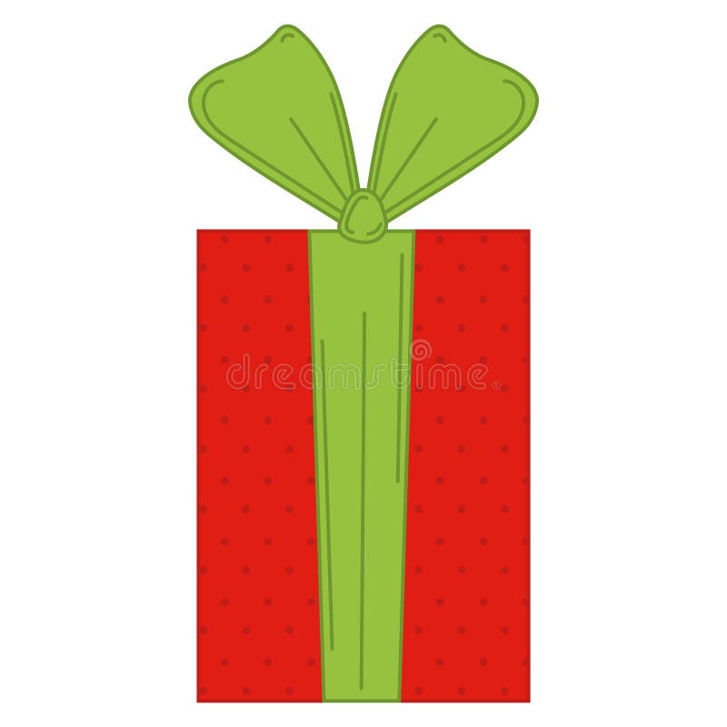 Red Gift Box with Green Bow and Dotted Pattern, Vector Stock Vector ...
