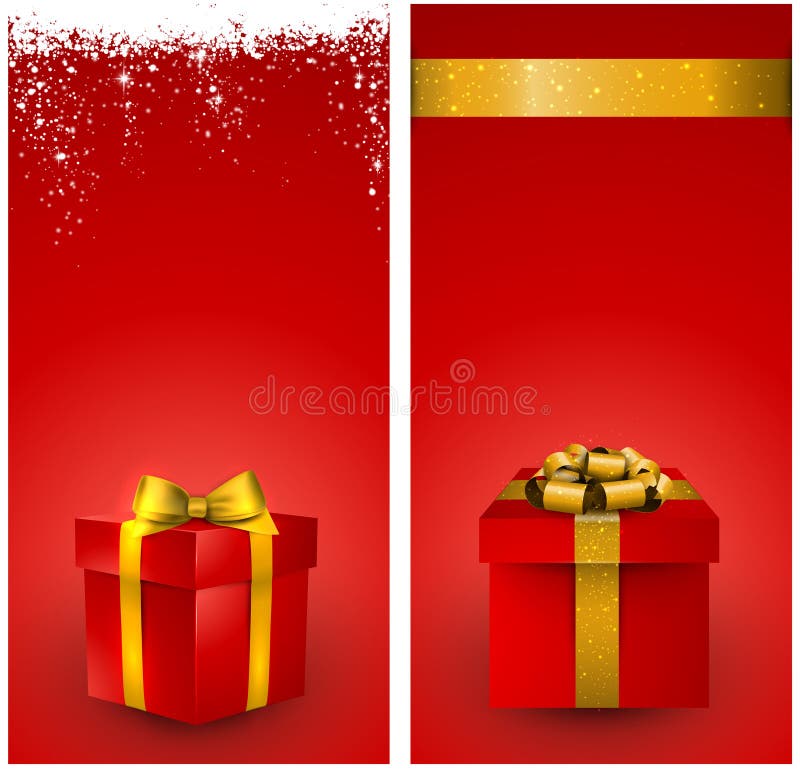 Red gift box banners. stock vector. Illustration of gold - 47044011