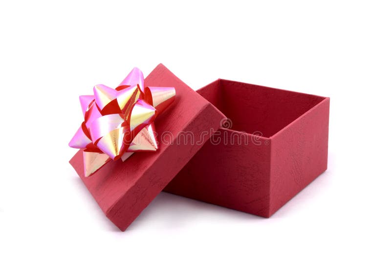 Red Gift Box with Big Ribbon Stock Photo - Image of birthday, present ...