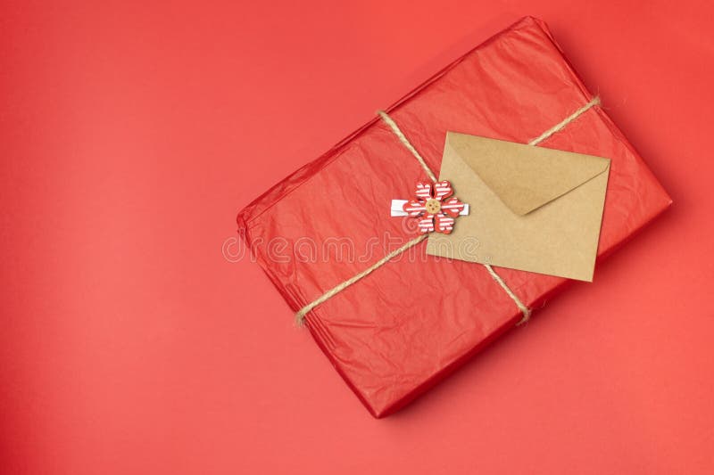 Gift box with craft ribbon stock image. Image of gift - 342857387
