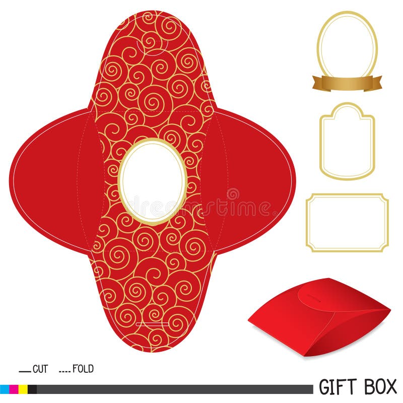 Red Gift Box Design with Label Stock Vector - Illustration of design ...