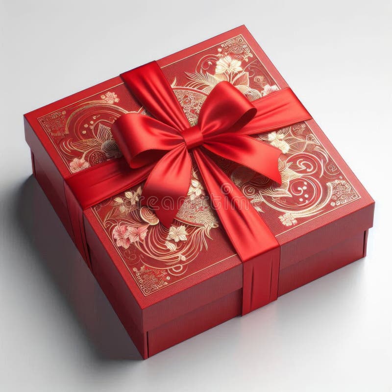 Red Gift Box Displayed on White Isolated, Front View Stock Illustration ...