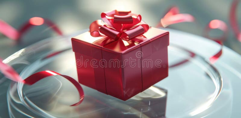 A Red Gift Box is Flying through a Clear Circular Area Gift Box Stock ...