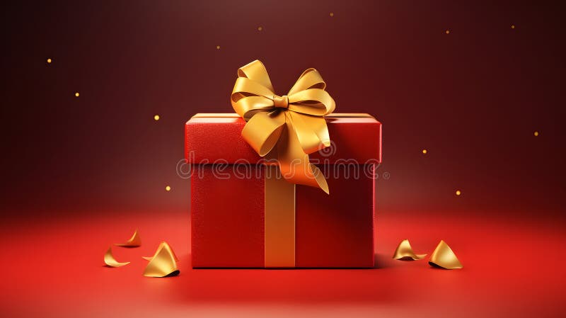Red T Box With Gold Ribbon Stock Illustration Illustration Of