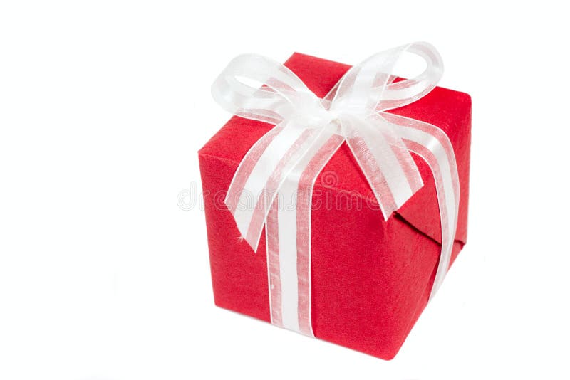 White Gift Box with Red Satin Ribbon Bow Stock Image - Image of sale ...