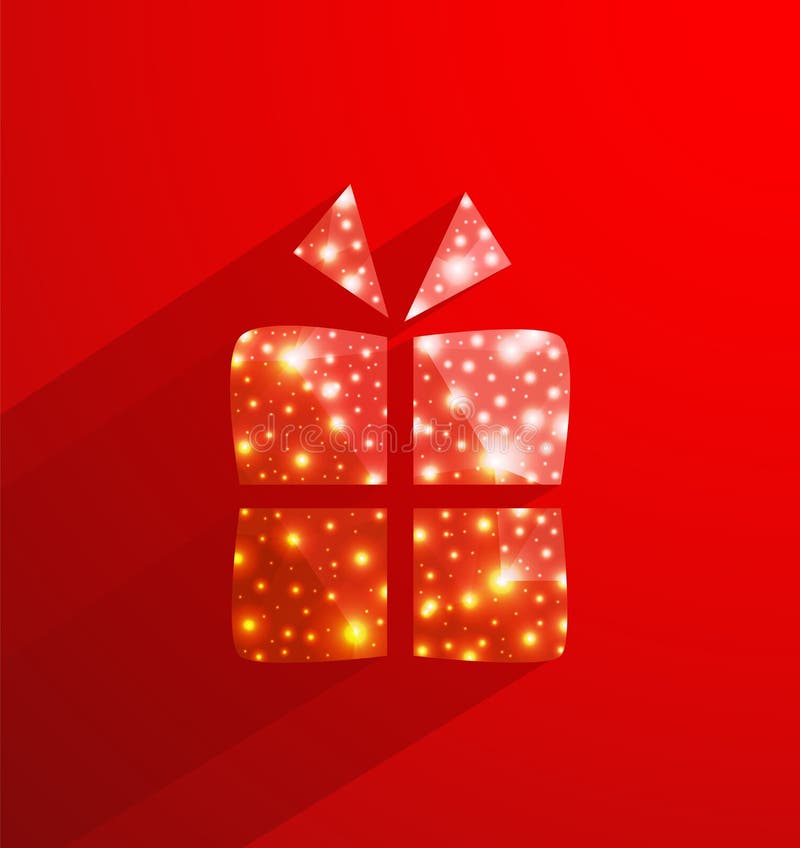 Red Gift Box Made of Polygonal and Lights Effect Stock Vector ...