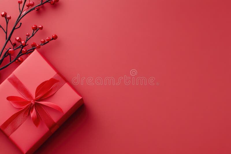 Red Gift Box Mockup on Table. Ai Generated Stock Photo - Image of ...