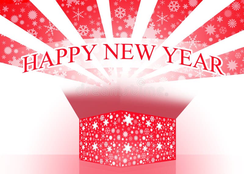 Red gift box of New year. stock illustration. Illustration of decorate ...