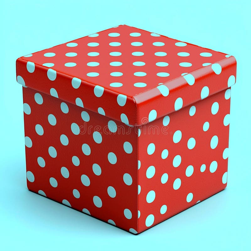 Red Gift Box with Polka Dots Present Container Packaging Isolated on ...