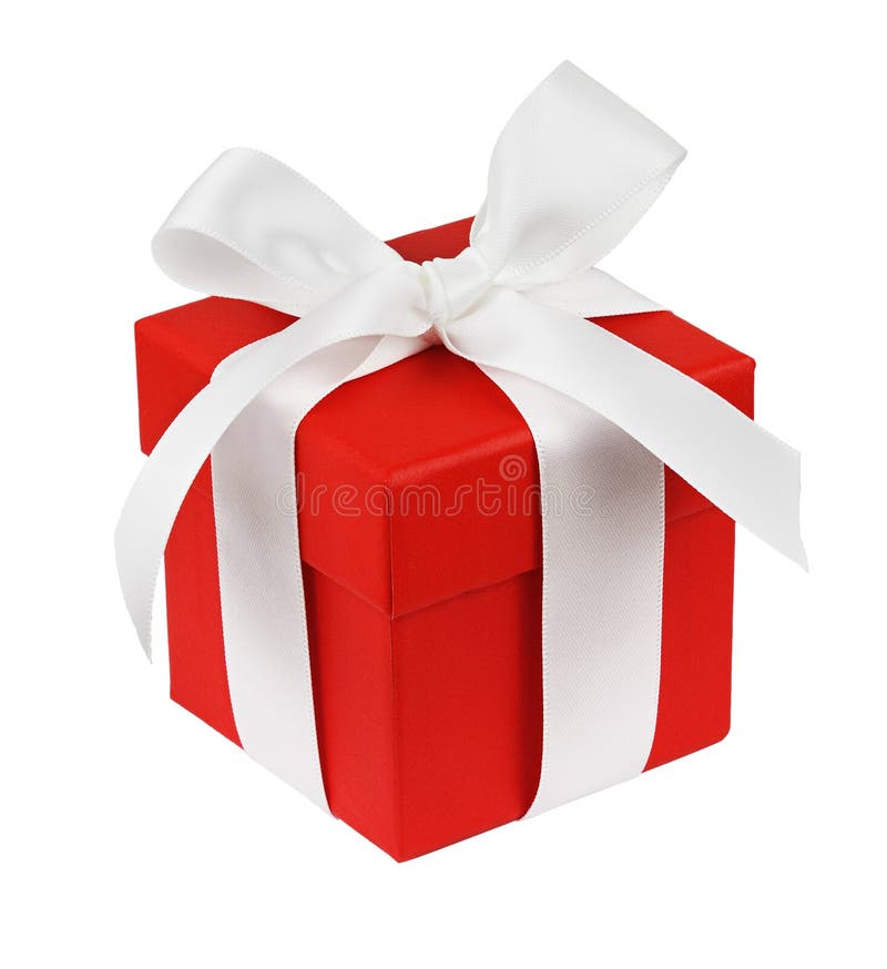 Red Gift Box with Ribbon Bow Stock Image - Image of surprise, wrapped ...