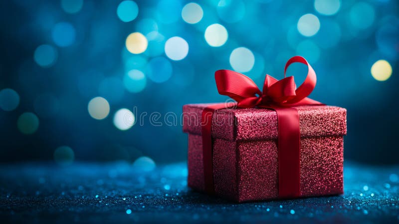 A Red Gift Box with a Red Ribbon Tied Around it Stock Image - Image of ...