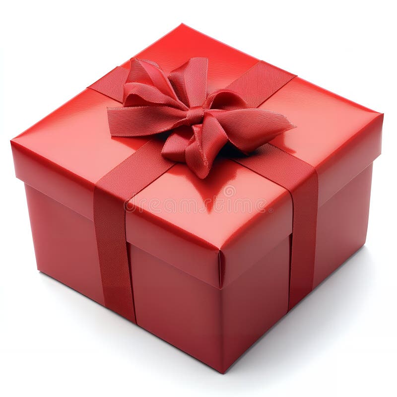 Red Gift Box with Shiny Ribbon Bow Perfect for Holidays Celebration ...