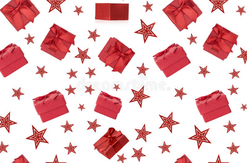 Red Gift Box with Stars Seamless Pattern Stock Image - Image of cyclic ...