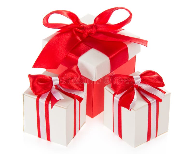Red, White Gift Boxes, Spheres and Empty Card Stock Image - Image of ...