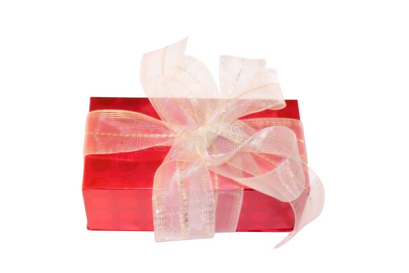 Red Gift Box with White Bow,isolated Stock Image - Image of christmas ...