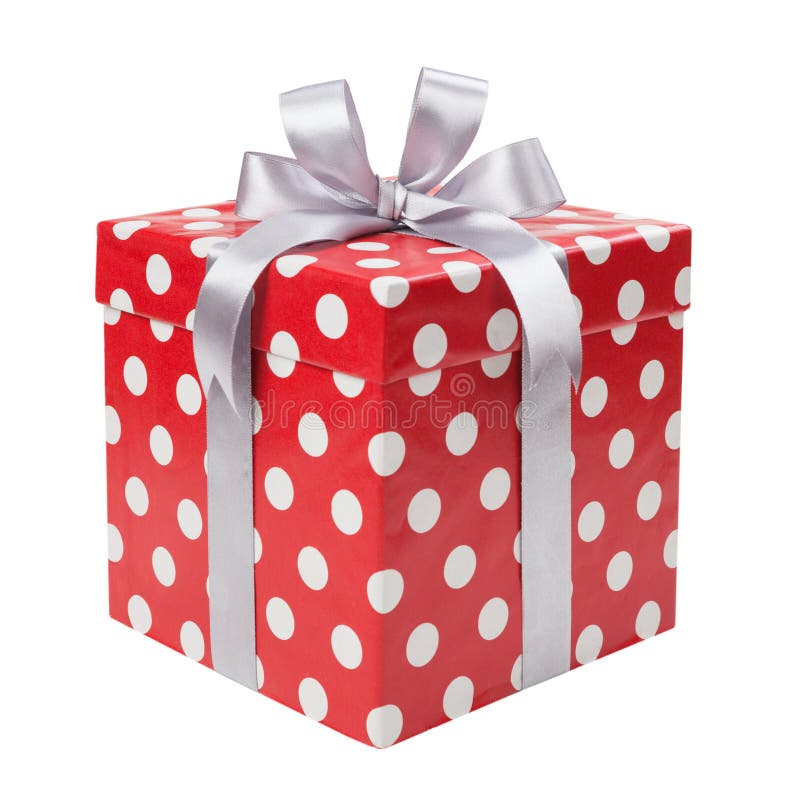 Red Gift Box with White Dots Isolated Stock Image - Image of present ...
