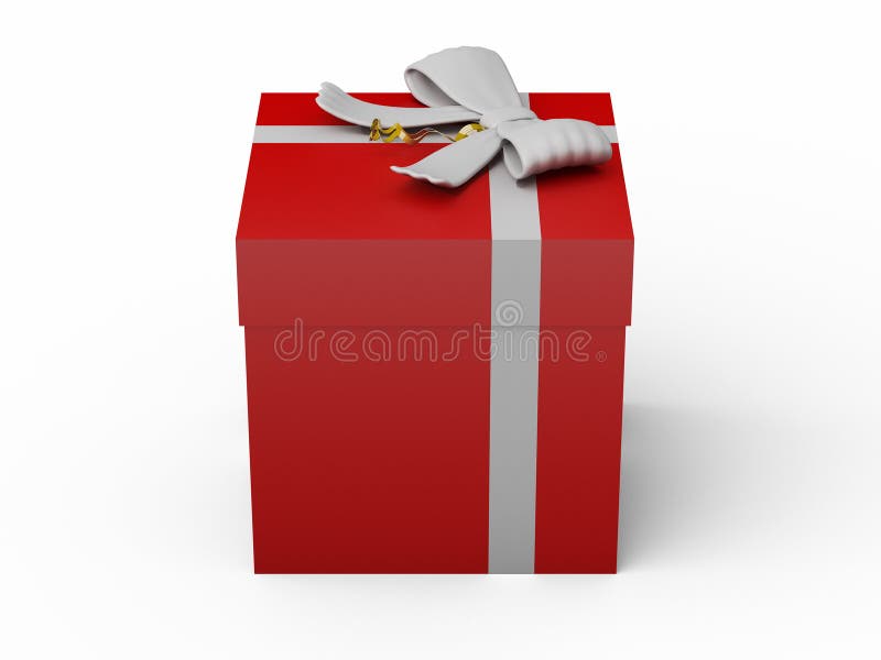 Red Gift Box with White Ribbon Bow Stock Illustration - Illustration of ...