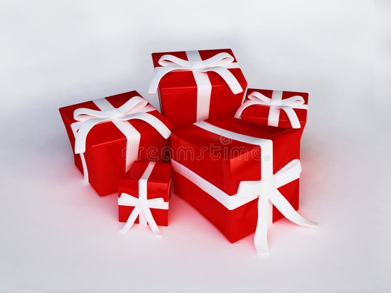 REd Gift Boxes in 3D stock illustration. Illustration of birthday ...