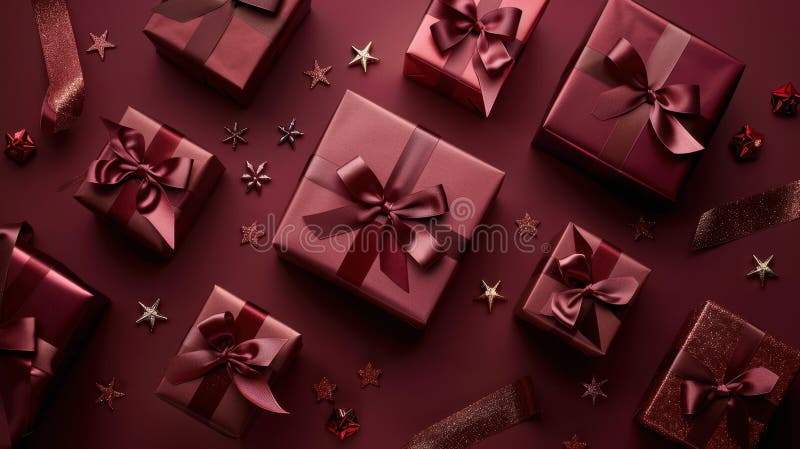 The Red Gift Boxes. AI Generated Stock Photo - Image of stars ...