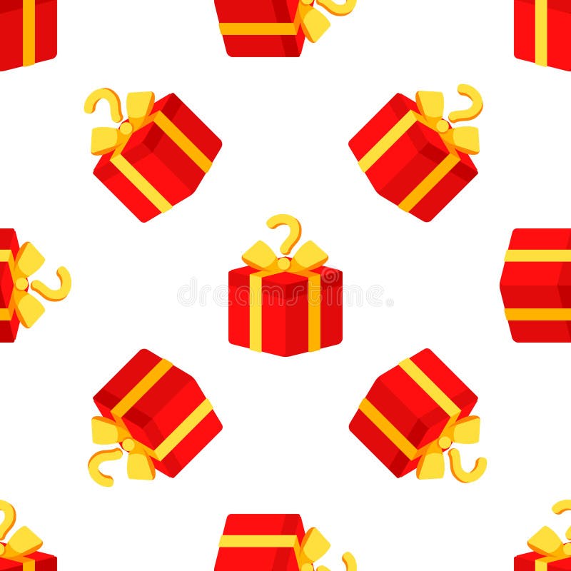 Red Gift Boxes with Yellow Ribbons and Question Marks Forming a ...