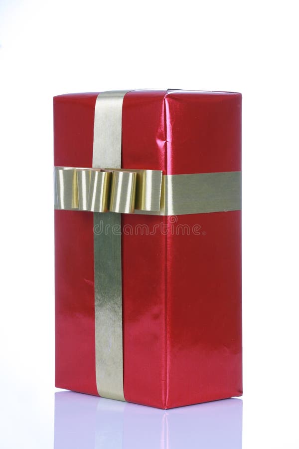 Red gift with gold ribbons stock image. Image of birthday - 7407195